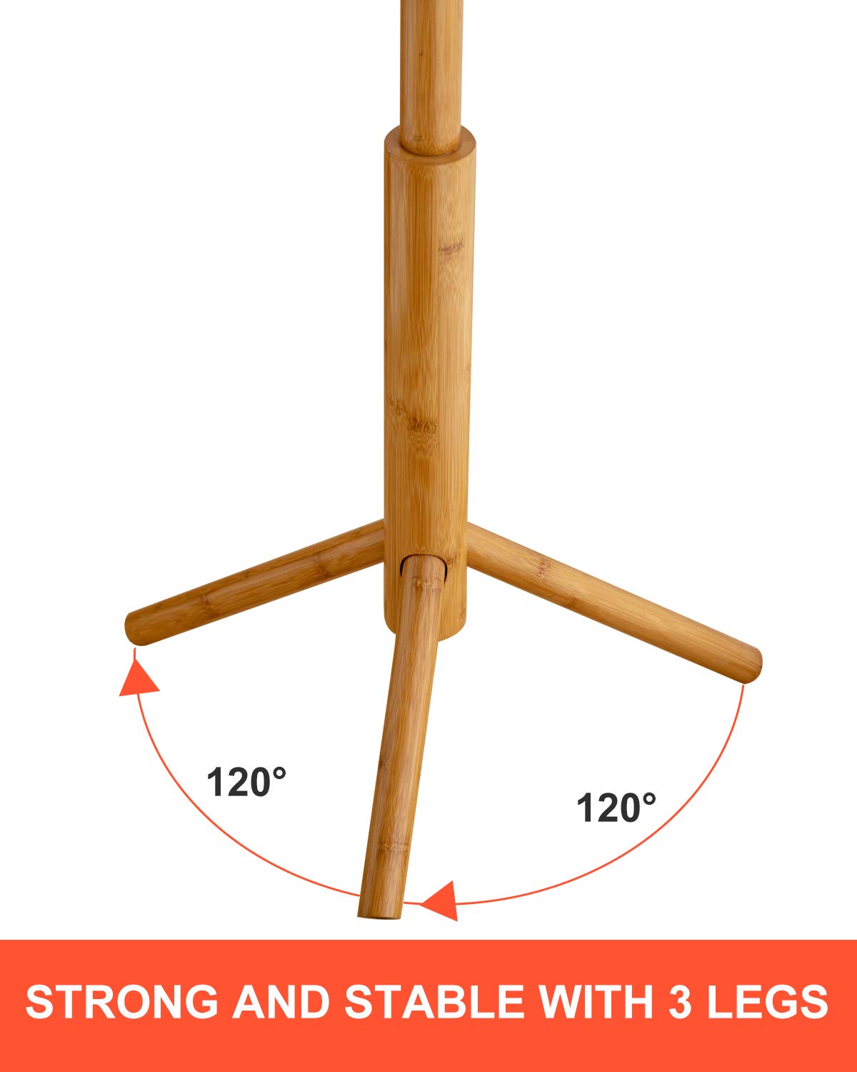 BMOSU Coat Rack freestanding Stand Bamboo Wooden Coat Tree 8 Hooks 3 Adjustable Standing Jackets Hanger Hallway Corner Parlor(Nature)