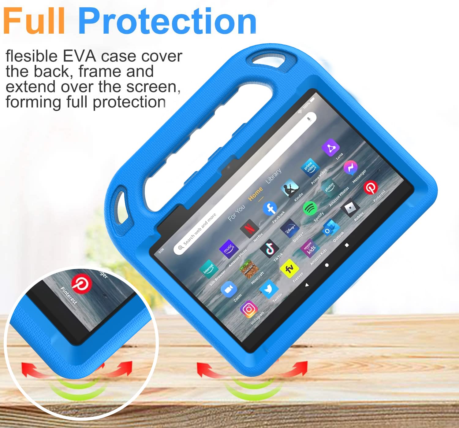 BMOUO Kids Case for All New Fire 7 Tablet (12th Generation,2022 Release), Fire 7 Tablet Case, Fire 7 2022 Case, Shockproof Handle Stand Kids Case for Amazon Fire 7 Tablet 2022 Latest Model 7", Blue