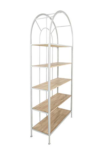 Creative Co-op EC0212 Metal Framed Bookshelf with 5 Wood Shelves Cabinets and Shelf Units, Grey