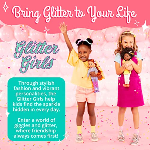 Glitter Girls – Purple Convertible Car & 14-inch Poseable Doll Candice – Rolling Wheels, Opening Doors, Trunk & Interior Storage – Toys, Clothes, and Accessories for Ages 3+