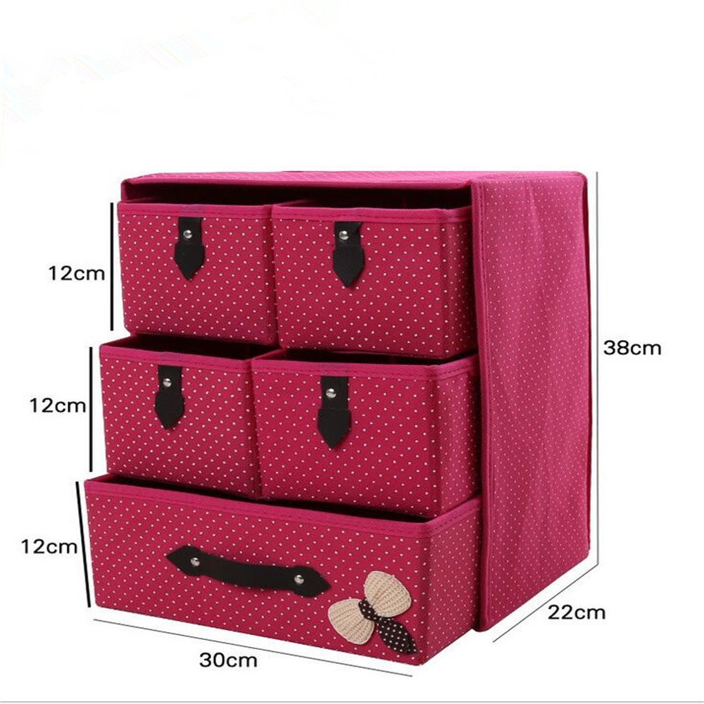 PILER Foldable Storage Box Bra Underwear Closet Organizer Drawer Divider Kit Set of 5 Dark Containers Divider with Drawers (blue)