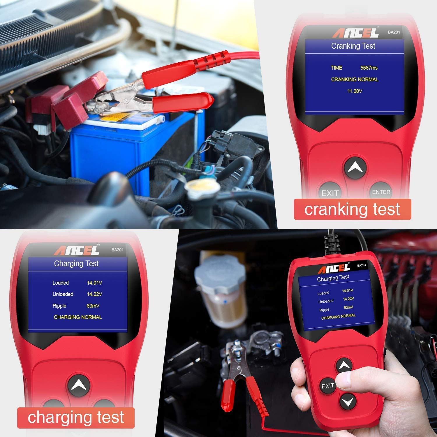 ANCEL AD310 Classic Enhanced Universal OBD II Scanner Car Engine Fault Code Reader with ANCEL BA201 Car 12V 100-2000 CCA Battery Load Tester