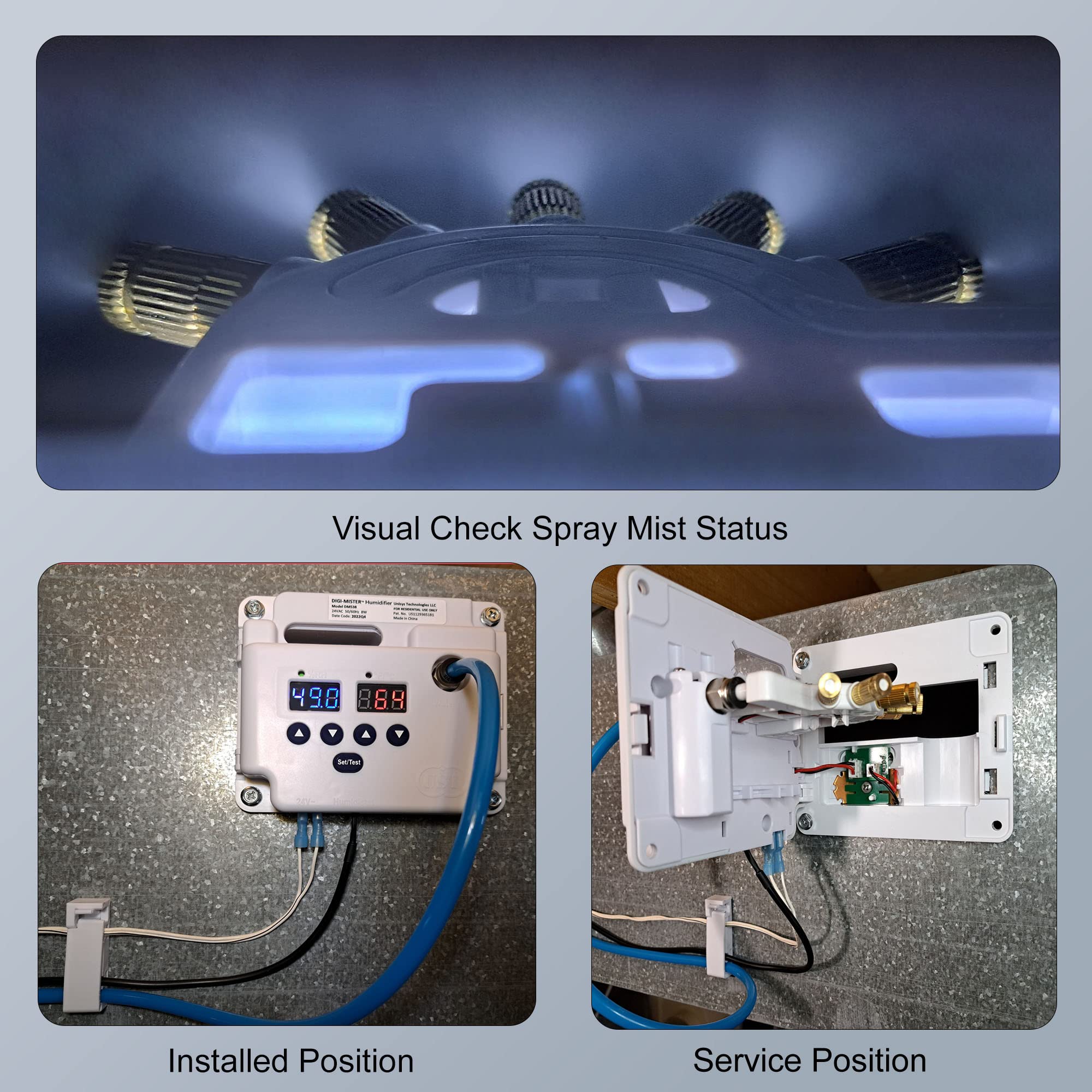 DIGI MISTER Evaporative Duct Mount Whole House Furnace Humidifier with 8 UV-C LEDs, Atomizing Cool Mist Variable Capacities for Homes and Offices from 1000 to 3500 sq. ft.