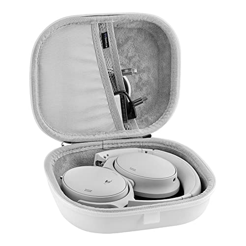 Geekria Shield Headphones Case Compatible with Bose QC45, QuietComfort 35 II, QC25 Case, Replacement Hard Shell Travel Carrying Bag with Cable Storage (White)