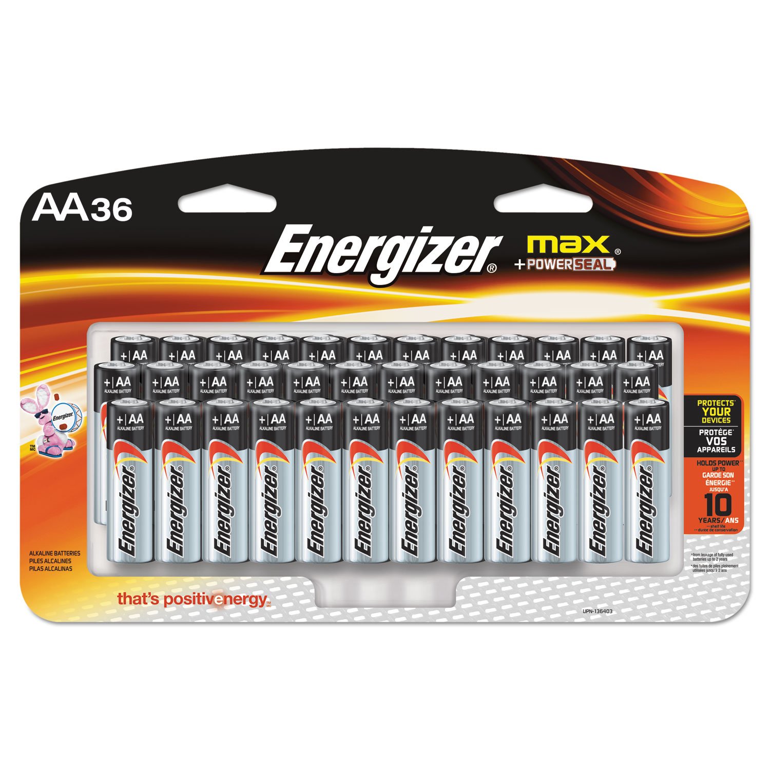 Energizer EVEE91SBP36H Max Alkaline Batteries/AA Battery, 5Height, 8.75" Width (Pack of 36)