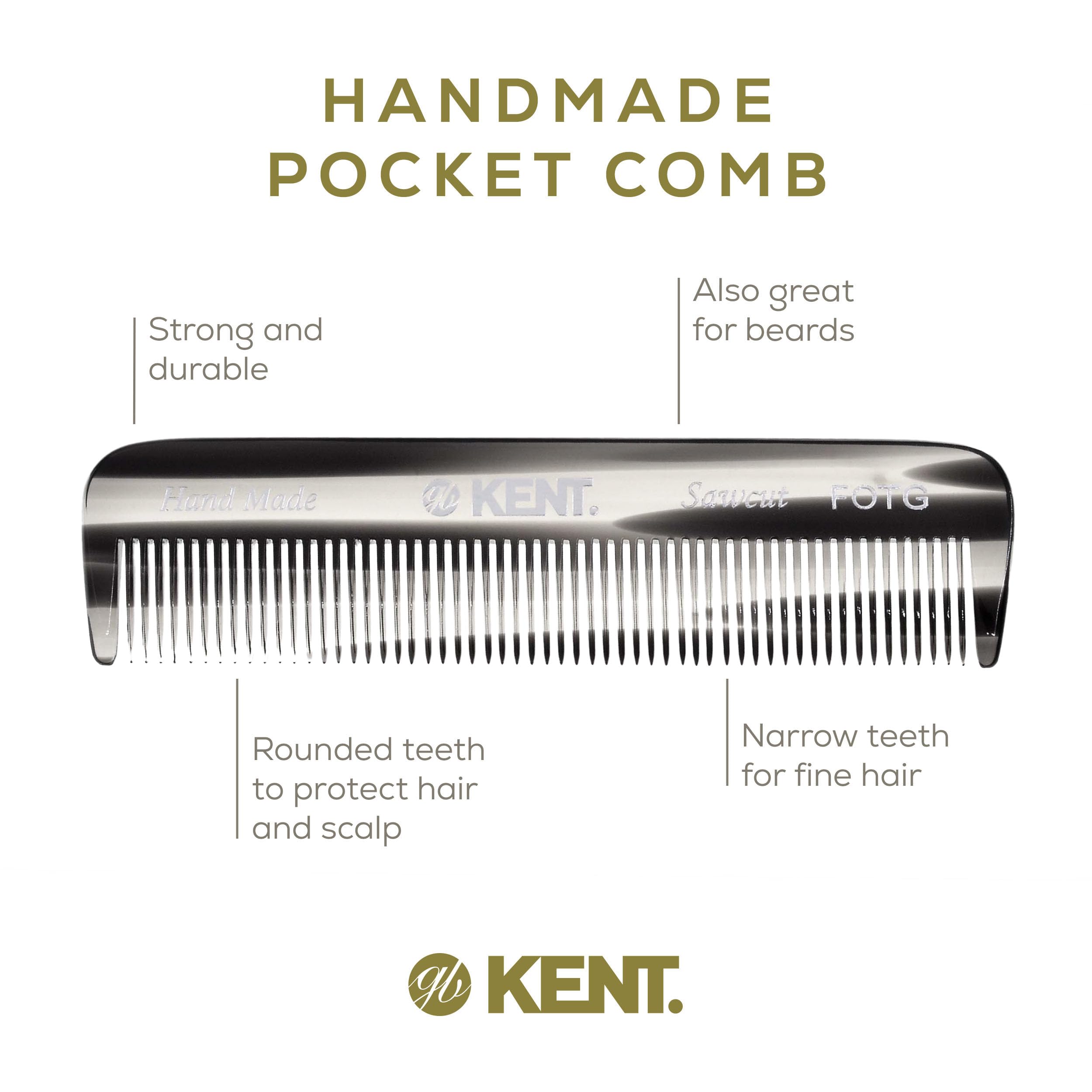 Kent Pocket Comb Set - Men's Beard Grooming Kit, Travel & Home, Mini Mustache Comb