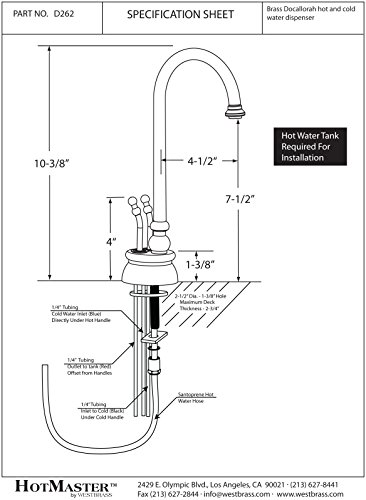 Westbrass C0145-12 Docalorah 10" 2-Handle Hot and Cold Water Dispenser Faucet Kit with Heating Tank, Filter, Kitchen Sink Strainer & Disposal Trim Set, Oil Rubbed Bronze