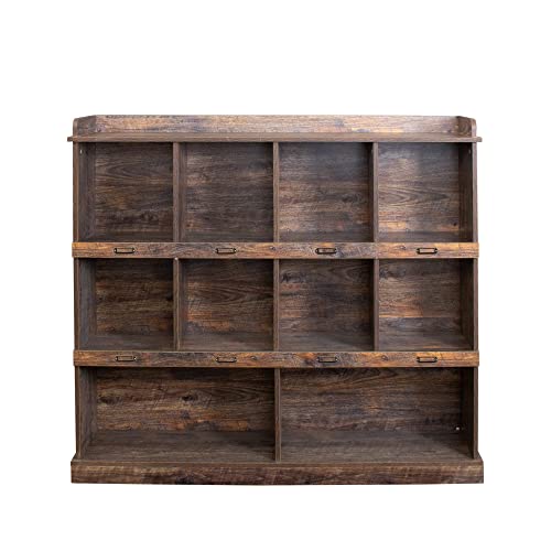 CreekT 10-Shelf Barrister Bookshelf for Bedroom, Tall Bookshelf for Living Room, Large Bookshelf for Bedroom, Open Bookshelf, Bookcase Shelf, Modern Bookshelf, Solid Wood Bookshelf, Cube Shelf
