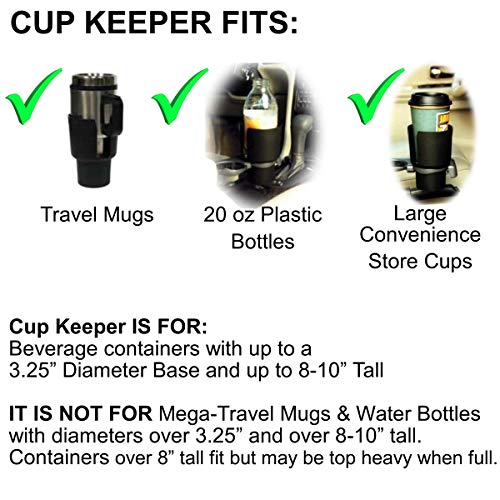 Gadjit CUP KEEPER Cup Holder Adapter (2 Pk) expands car cup holders that are 2.5β-3β wide to hold beverages that are 3.25" wide like 18, 20, 21, 24 oz Hydro Flasks, 12,18,20,30 oz Yeti Tumbler, 20, 24oz Naglene Bottles, Other Coffee & Travel Mugs with BOT