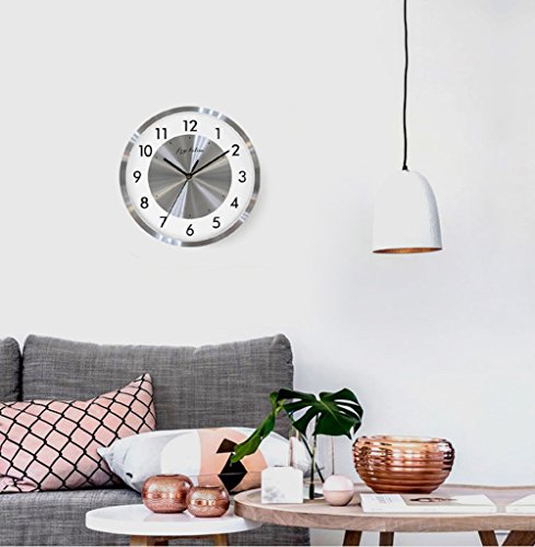 Fzy.bstim Non Ticking Silent Wall Clock Decorative,Analog Metal Wall Clock Battery Operated,Bedroom/Living Room/Office/Kitchen Clock,10 Inch