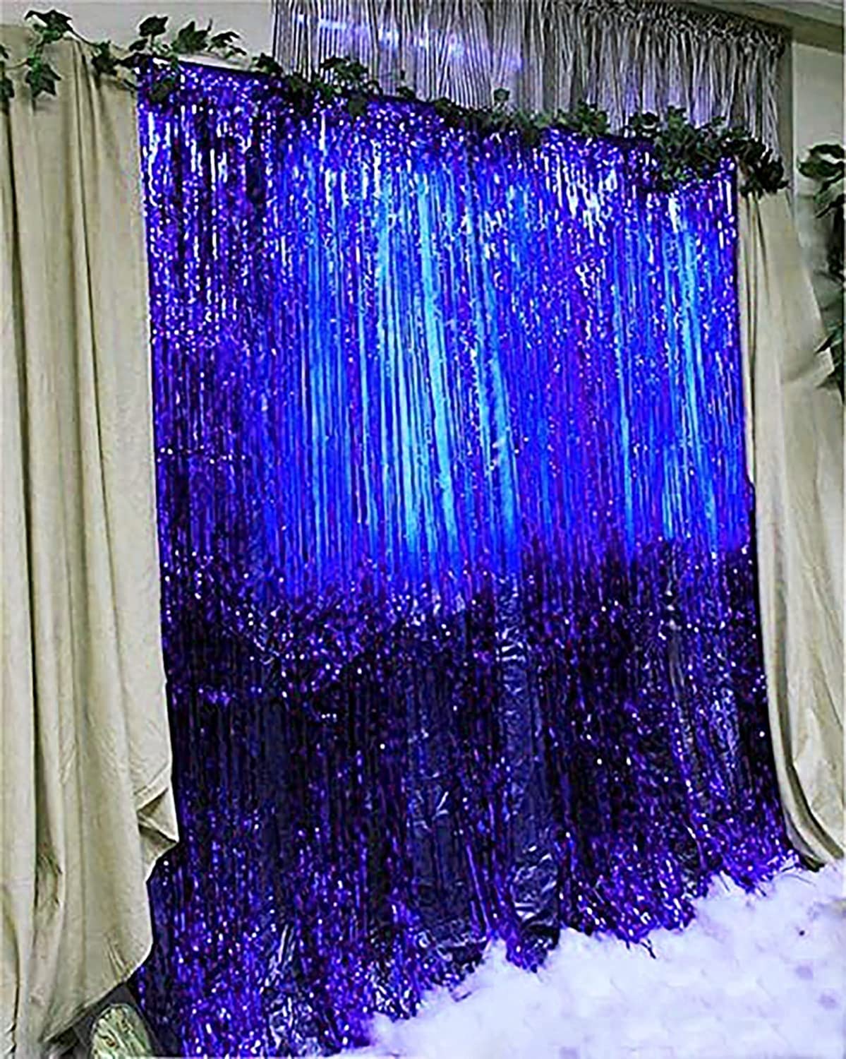 Graduation Party Decorations Navy Blue Yellow 2024/Navy Yellow Blue Graduation Decorations Class of 2024 Foil Fringe Curtains Graduation Backdrop Metallic Foil Curtains for Navy Blue Birthday Party