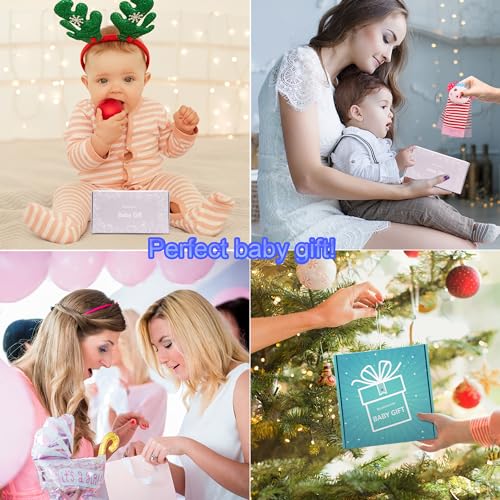 BLOOBLOOMAX Baby Infant Rattle Socks Toys, Sock rattles for Babies 0-24 Months Baby Animal Foot Finder Learning Toy (Cotton B)