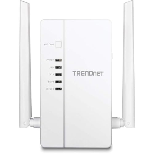 TRENDnet Wi-Fi Everywhere Powerline 1200 AV2 Dual-Band AC1200 Wireless Access Point Kit, Includes 1 x TPL-430AP and 1 x TPL-423E, 3 x Gigabit Ports, Easy Installation, White, TPL-430APK