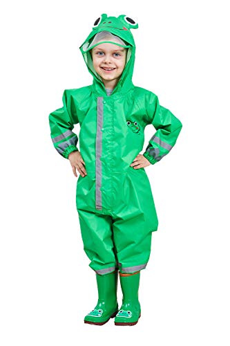 Vmonyco Kids One Piece Rainsuit Toddler Raincoat Waterproof Girls Lightweight Rain Coats/Jacket Girls Boy Green