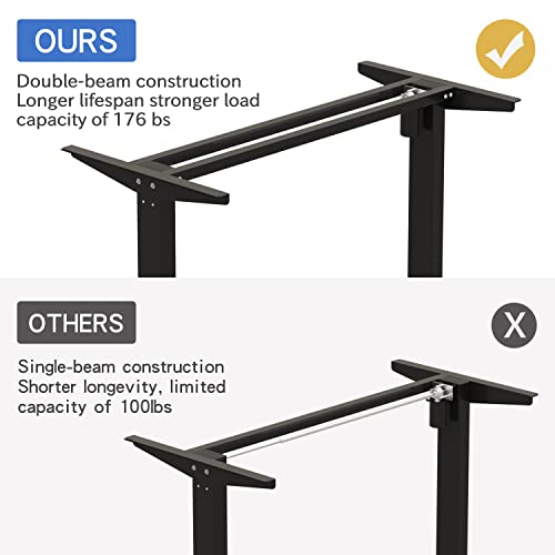 BUNOEM L-Shaped 59" Height Adjustable Electric Standing Desk, Sit and Stand Up Home Office Computer Desk with Splice Board (Rustic Brown Top, Black Frame)