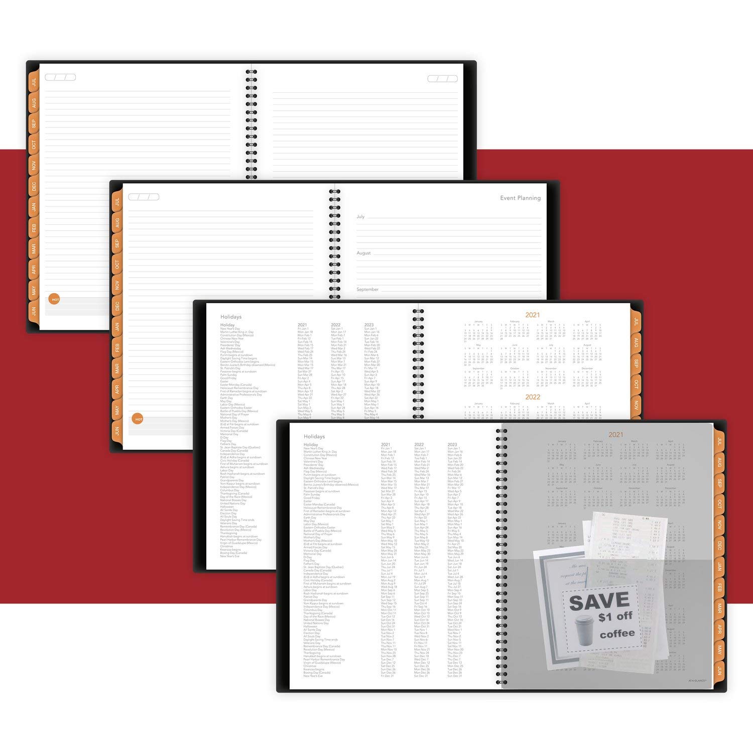 Academic Planner 2021-2022, AT-A-GLANCE Weekly & Monthly Appointment Book & Planner, 8-3/4" x 11", Large, for School, Teacher, Student, Plan.Write.Remember., Black (70595705)
