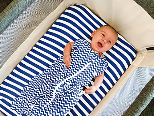 Pack n Play Sheets – Premium Pack and Play Sheet 4 Pack – 100% Super Soft Jersey Knit Cotton Playard Mattress Portable Playpen Fitted Play Yard Mini Crib Sheet for Boy (24 x 38 x 5)