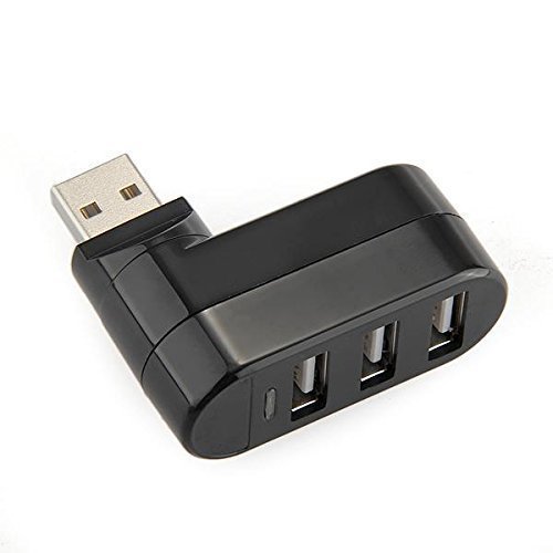 Sudroid 3-Port USB 2.0 Rotatable Hub [90°/180° Degree Rotatable] (Black)