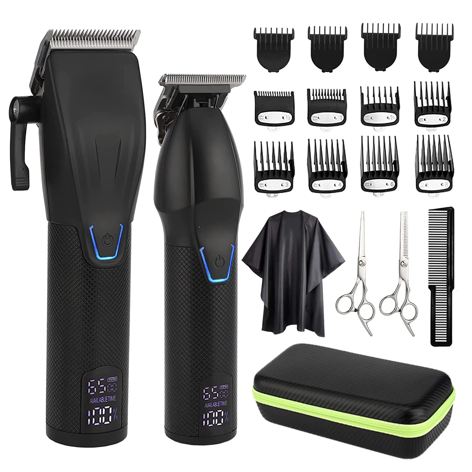 AMULISS Professional Hair Clippers and Zero Gapped Trimmer for Men, Cordless Barber Clipper Kit, Beard T Outliner Trimmers Haircut Grooming Set,Rechargeable LCD Display