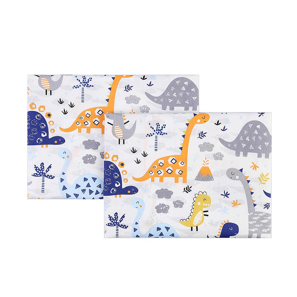 Kids Toddler Pillowcases 2 Packs Boy 100% Cotton 14x19 Fits Toddler Bedding Pillow 14x19, 13x18 Small Pillow (Blue Dinosaurs)