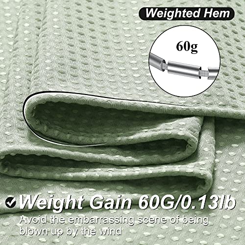 GERGELLA Sage Green Shower Curtain - Waffle Heavy Duty Fabric Shower Curtains for Bathroom, Showers, Hotel Spa Luxury Weighted Polyester Cloth Bath Curtain Set with 12 Hooks,72Wx72H,Green