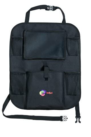 Durable Backseat Car Organizer- Kick Mats Back Seat Protector- Heavy Duty Car Organizer for Kids with Touchable Tablet Holder and Extra Storage Pockets, Car Travel Accessories, Perfect for Travel, Car