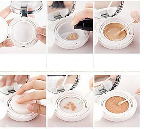 Onwon 15g 0.5oz Empty Luxurious White Silver Edge Portable Air Cushion Puff Box BB Cream Container Dressing Case with Powder Puff and Mirror