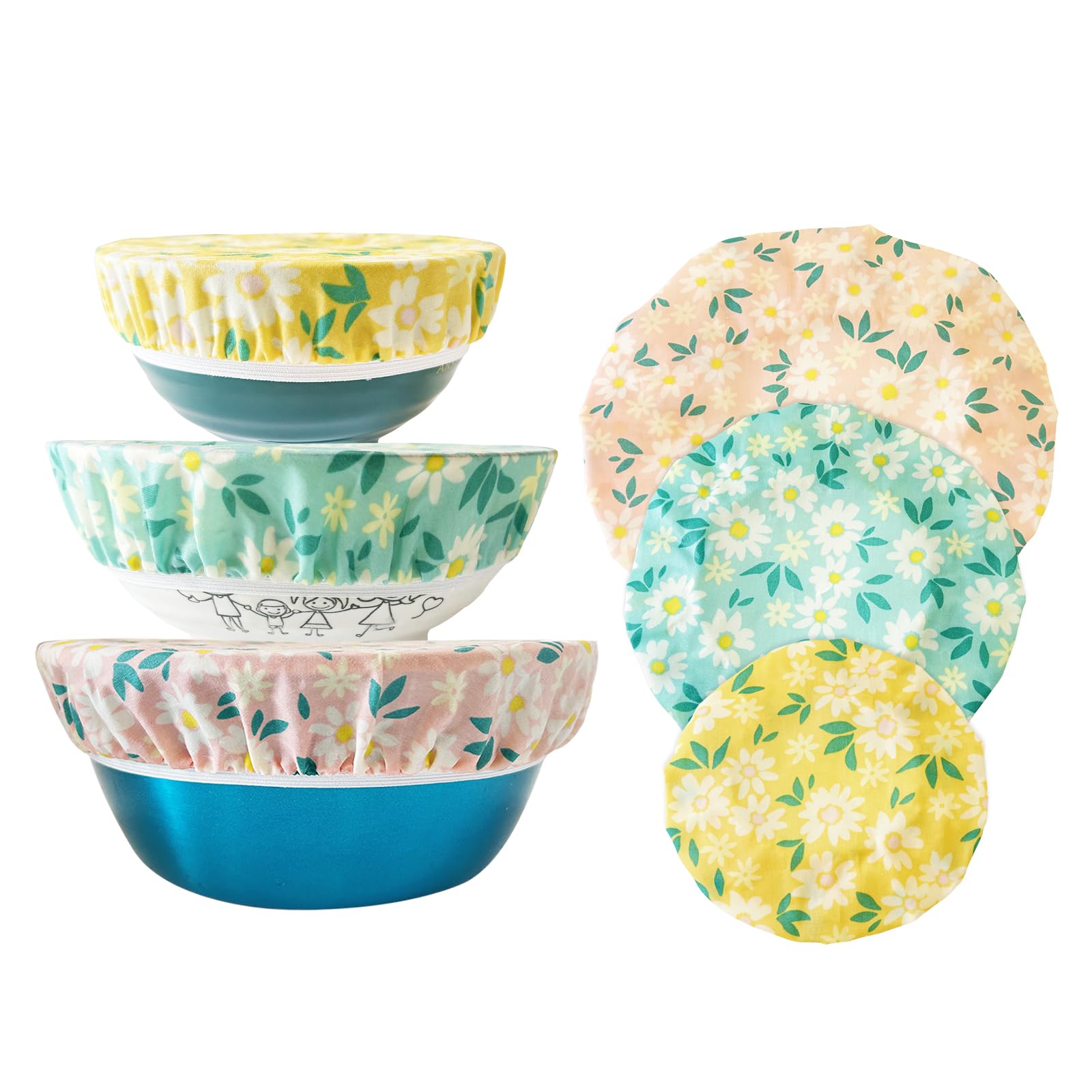 Beeswax Bowl Covers Reusable in 5 Size Stretch Cloth Fabric, Elastic Food Storage Covers Cotton Bread Bowl Covers Reusable Lids for Food, Fruits, Leftover