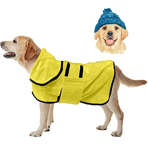 Dog Drying Coat, Adjustable Pet Drying Moisture Bath Robe, Dog Bath Towel Quick Drying, Washable Absorbing Pet Dog Cat Bathrobe Towel Coat