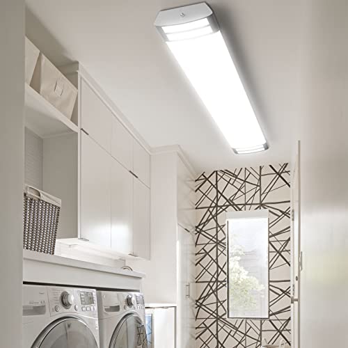 ANTLUX 4FT LED Flush Mount Puff Lights, 40W 4500LM Linear Light, 4000K Neutral White, 4 Foot Integrated LED Wraparound Ceiling Lighting Fixtures for Kitchen Laundry, Fluorescent Replacement, 4 Pack