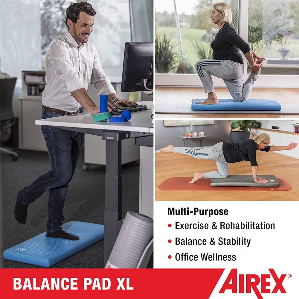 Airex Balance Pad - Exercise Foam Pad Physical Therapy, Workout, Plank, Yoga, Stretching, Standing Desk Balancing Stability Mat, Kneeling Cushion, Mobility Strength Trainer Knee, Ankle - XLarge, Blue