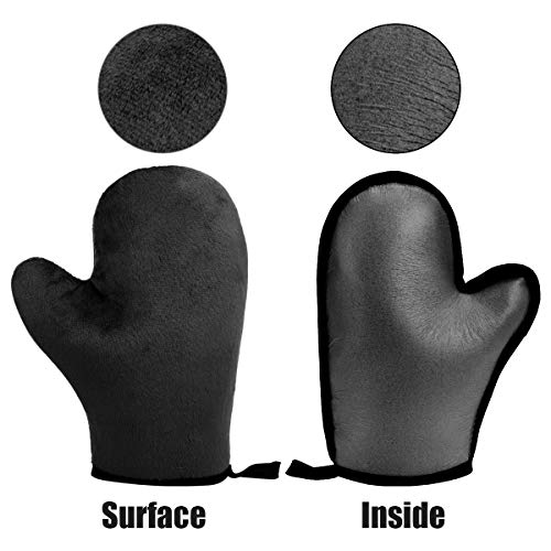 Self Tanning Mitt Tan Mitt Tanning Mitt Applicator with Thumb and Face Applicator Mitt Washable Reusable Sunless Tanner Mitt Tools Set for Mousse, Lotion, Spray and Oil(Black)