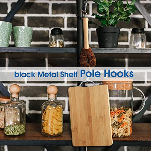 Coume 5 Pcs Shelf Pole Hooks Silver Black Steel Attachment Heavy Duty Wire Shelving Rack Utility Hanger Safety Wrap Hook for Storage Garage Use with Metal or Shelves and Racks