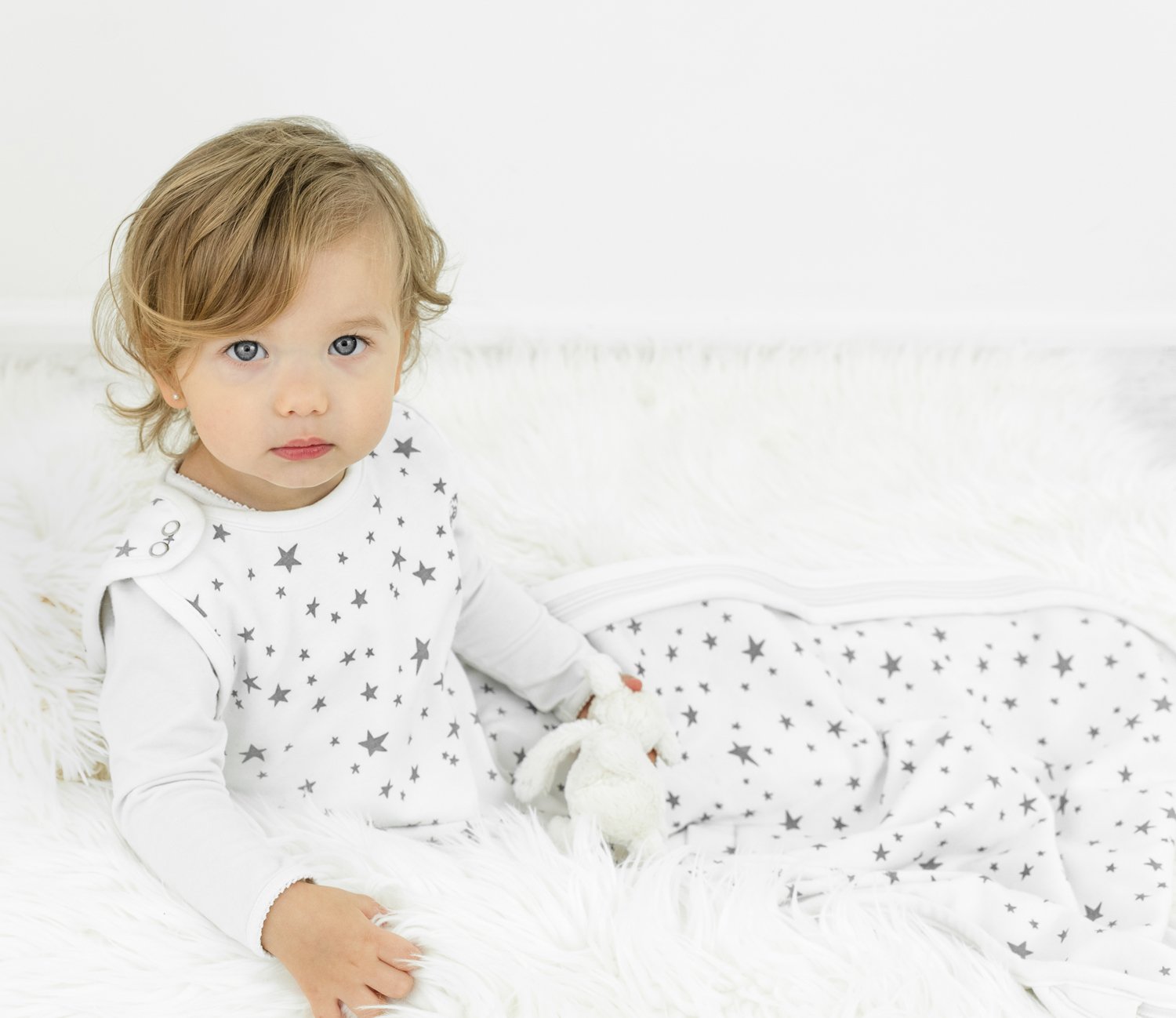 Woolino Toddler Sleeping Sack, 4 Season, Merino Wool and Organic Cotton, Baby Sleep Bag, 2-4 Years, Stars