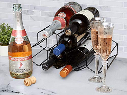 Countertop Wine Rack - 9 Bottle Wine Holder for Wine Storage - No Assembly Required - Modern Black Metal Wine Rack - Wine Racks Countertop - Small Wine Rack - Wine Bottle Storage - Tabletop Wine Rack