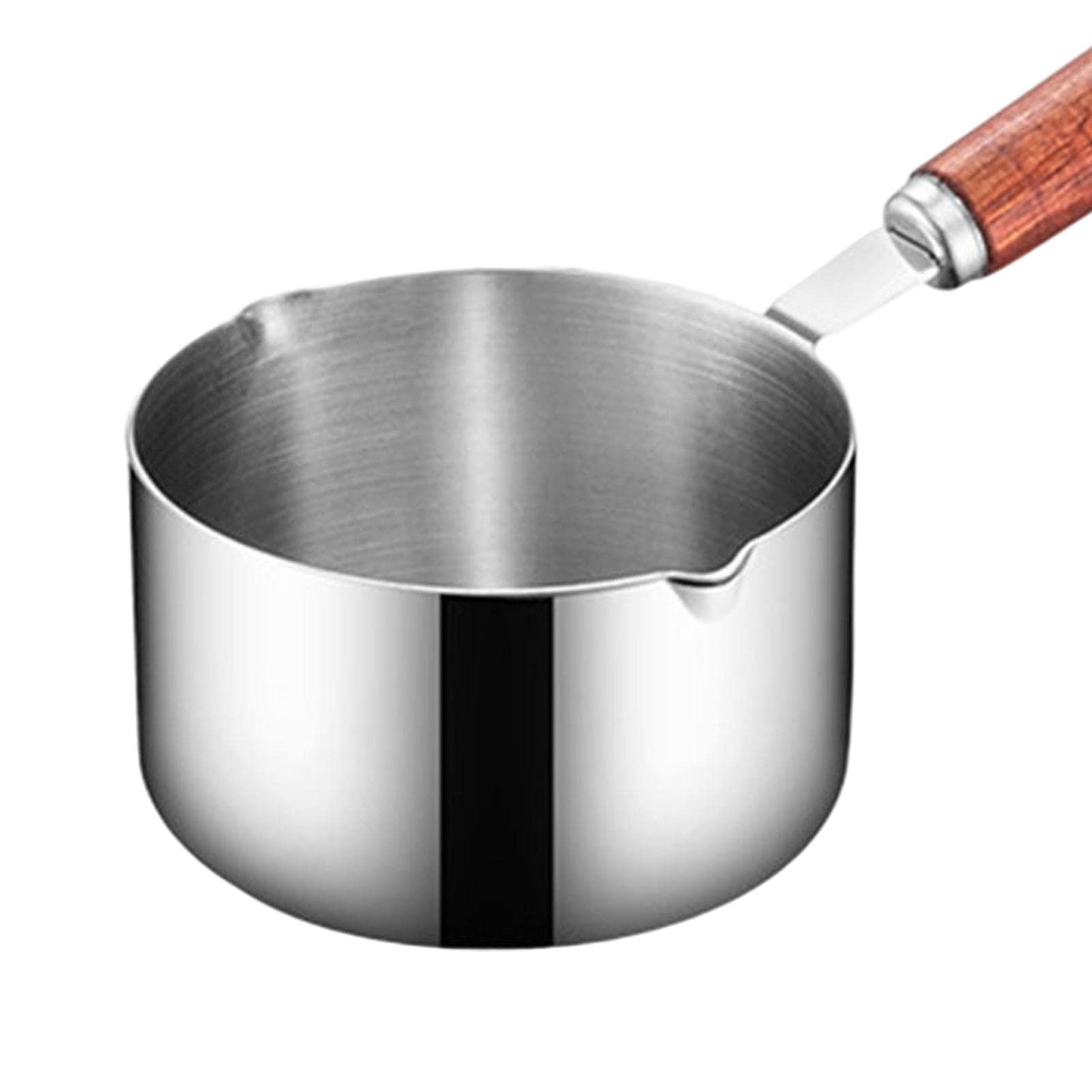 Leefasy 304 Stainless Steel Mini Soup Pot with Wooden Handle Breakfast Pot Milk Pan Small Saucepan for Making Sauces Reheating Soup Heating Milk, 250ml