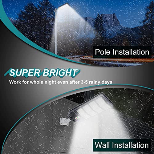 CONHOO 500W Solar Street Light Outdoor,360 LED Dusk to Dawn Outdoor Lighting,IP65 Waterproof LED Street Light Solar Powered, Patented MPPT Fast Charging, Keep Lighting Even 3-5 Rainy Days