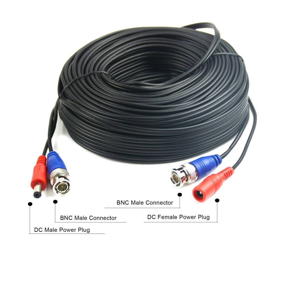 Tyumen 4 Pack 100FT (30.5 Meters, Black) All-in-One BNC Video and Power Security Camera Cable, BNC Extension Surveillance Camera Wire for CCTV Camera DVR Security Systems