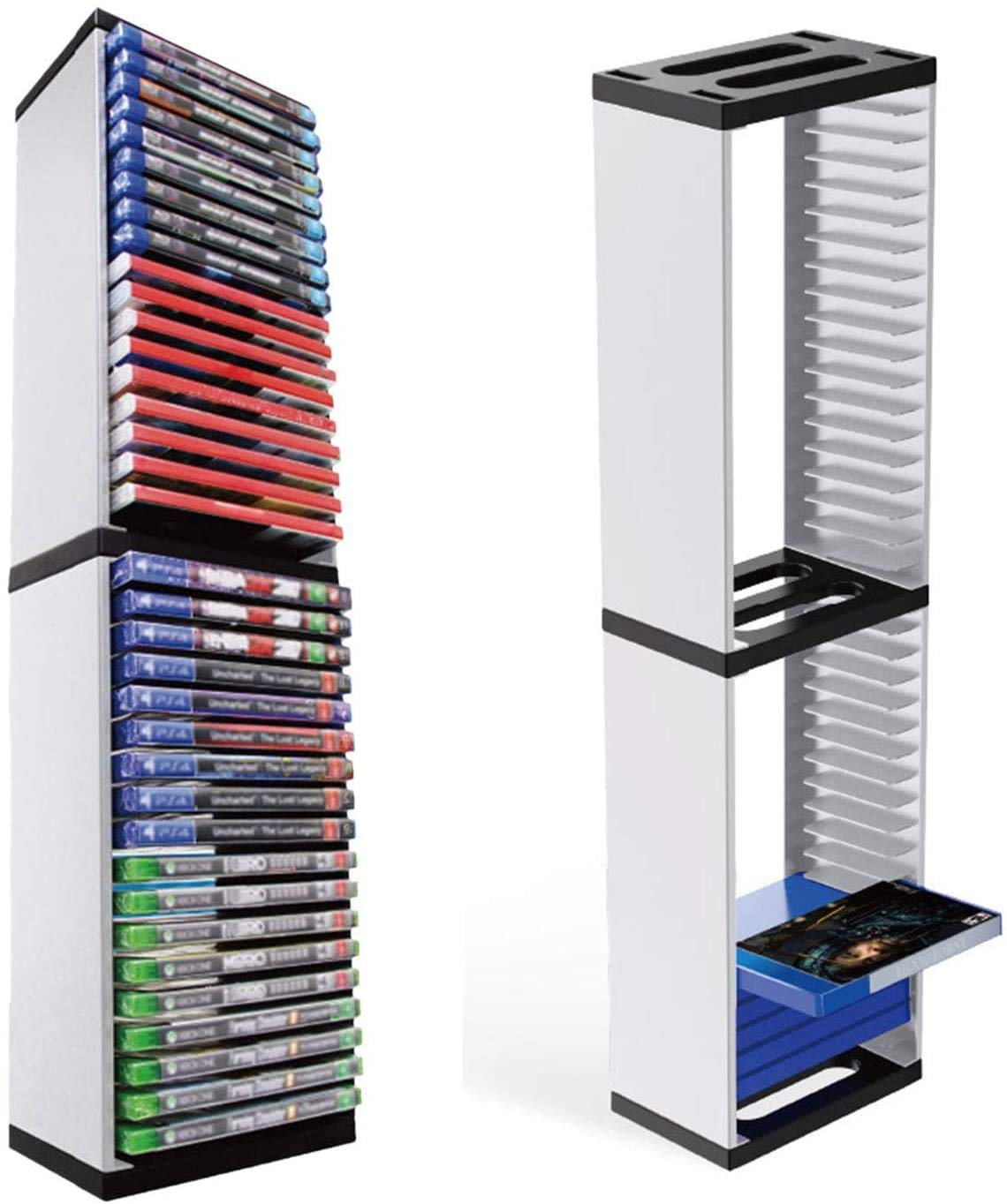 Games Storage Tower, Video Game Storage, Video Game Organizers and Storage for PS4, PS5, Xbox Series X, Nintendo Switch, 36 Game/DVD Rack