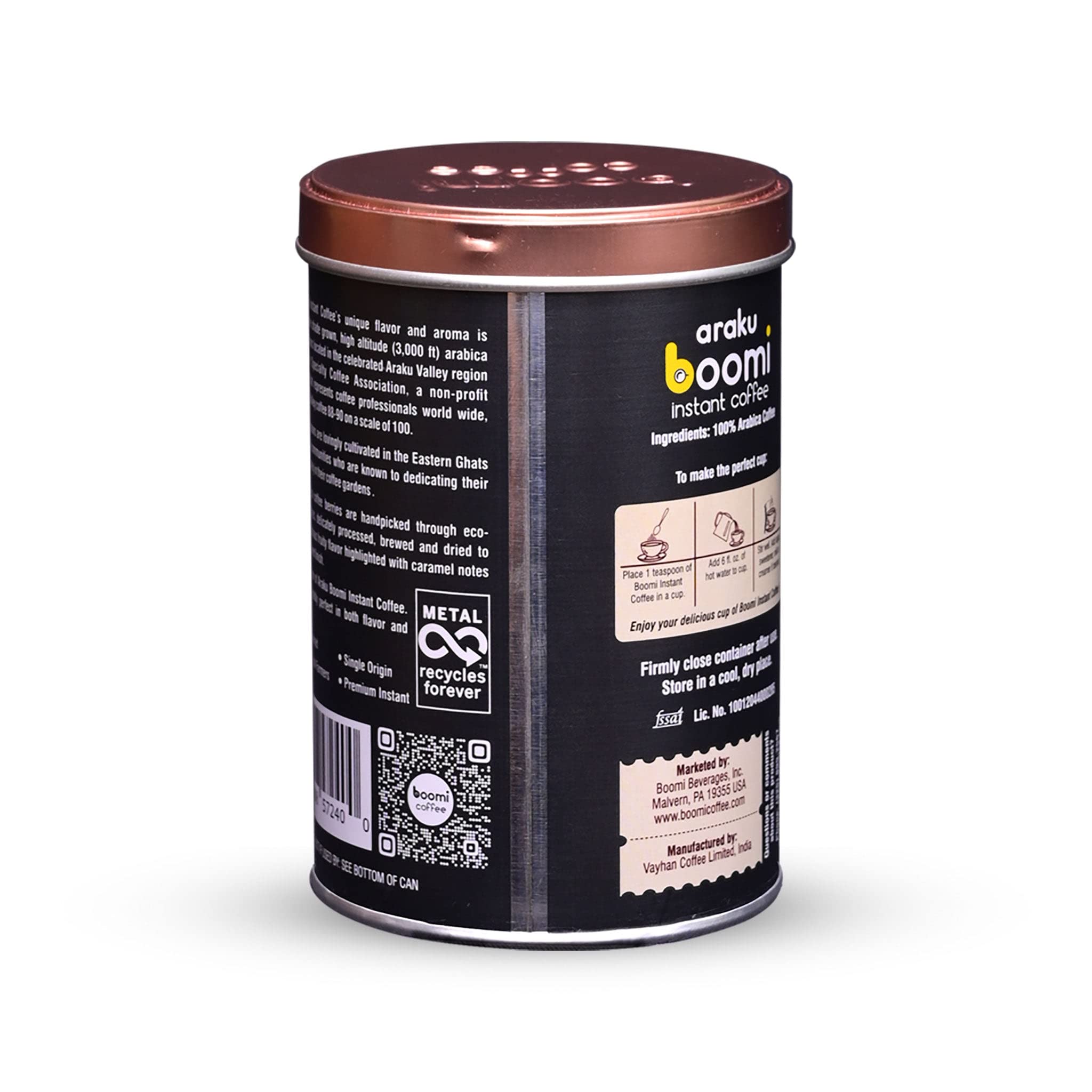 Araku Boomi Premium Single Origin Instant Coffee Powder, Medium Roast, Made from 100% Arabica Beans from Araku Valley | Best Instant Coffee | 3.5 Ounce Tin (2 Pack) (Up to 100 Cups)