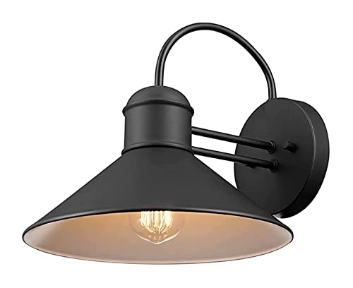 TILBEA Rustic Farmhouse Wall Sconce Outdoor Barn Gooseneck Park Light Fixture Black Matte Finish Waterproof Industrial Wall Lamp for Exterior House Patio Porch Deck