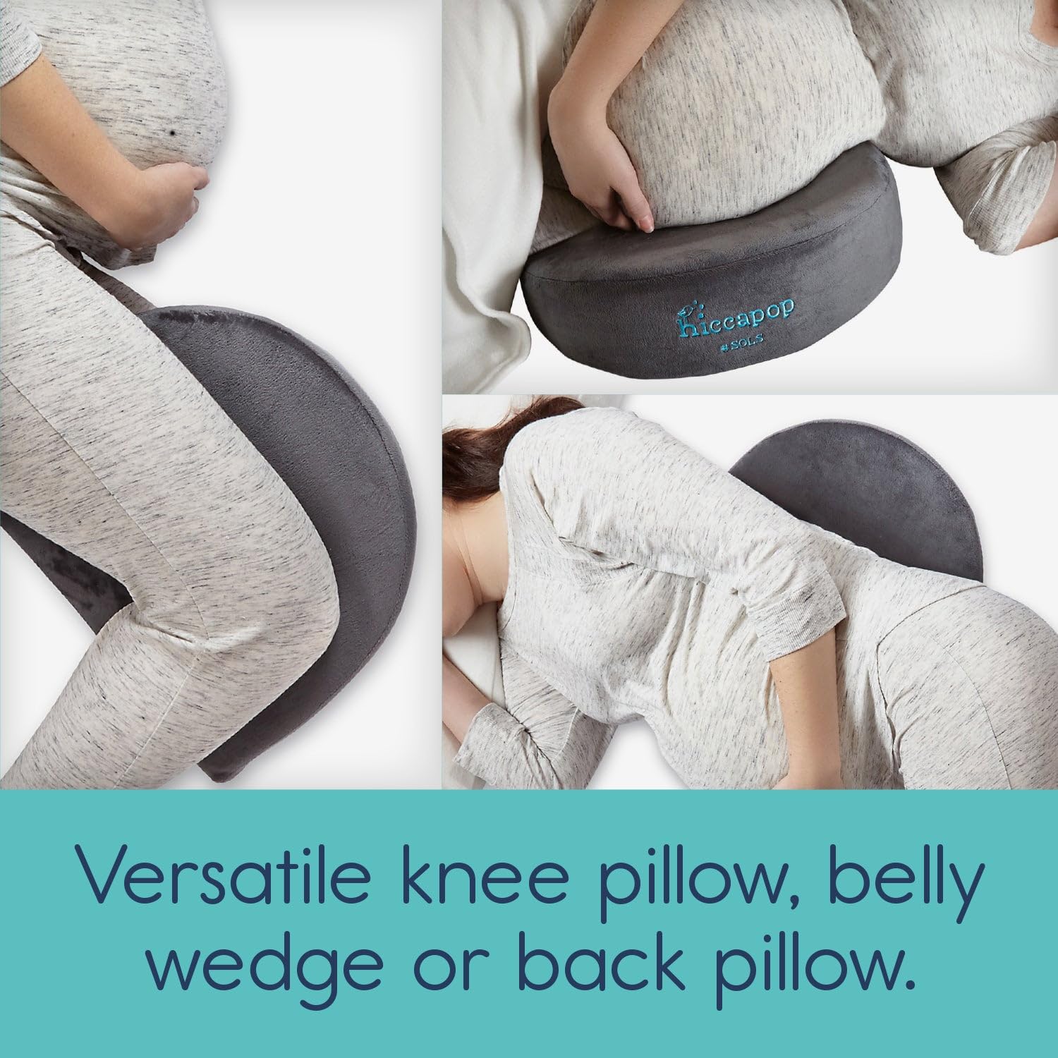hiccapop Pregnancy Pillow Wedge for Maternity | Memory Foam Maternity Pillows Support Body, Belly, Back, Knees