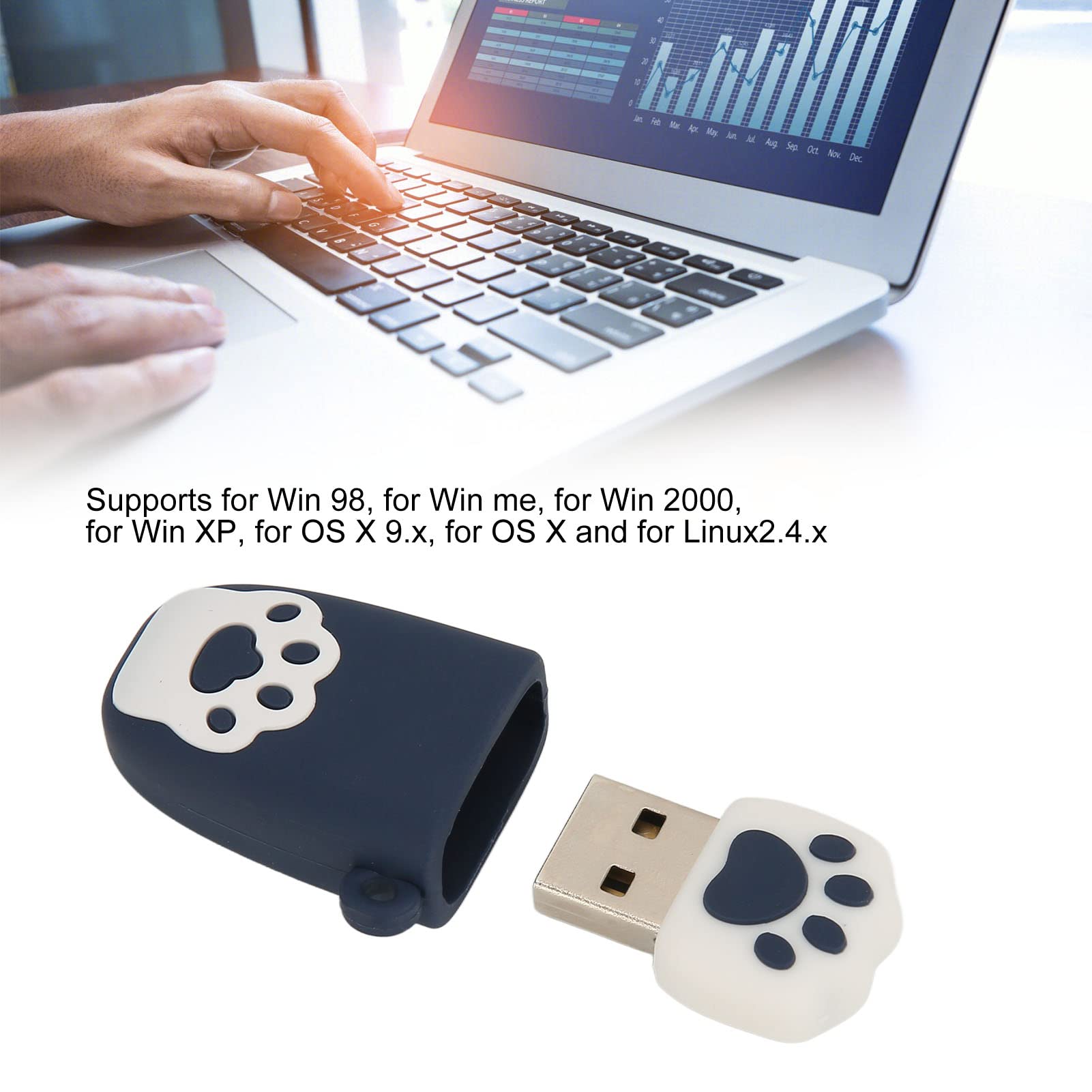 ASHATA Cute USB Flash Drive, Cute Cat Paw Flash Drive Memory Stick, USB 2.0 Thumb Drive Thumb Stick, Data Storage Friends Family, for Windows for OS X for Linux2.4.x(Purplish Blue