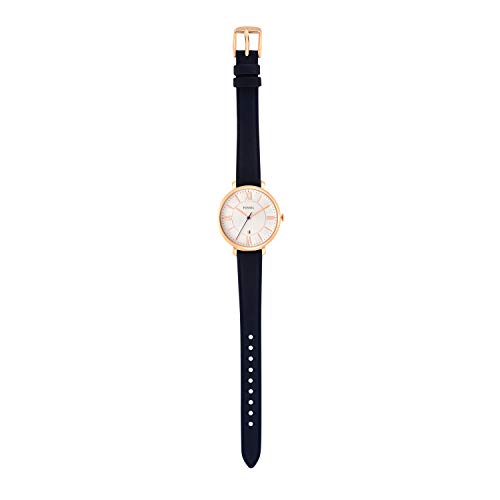 Fossil Women's Jacqueline Quartz Stainless Steel and Leather Watch, Color: Rose Gold, Navy (Model: ES3843)