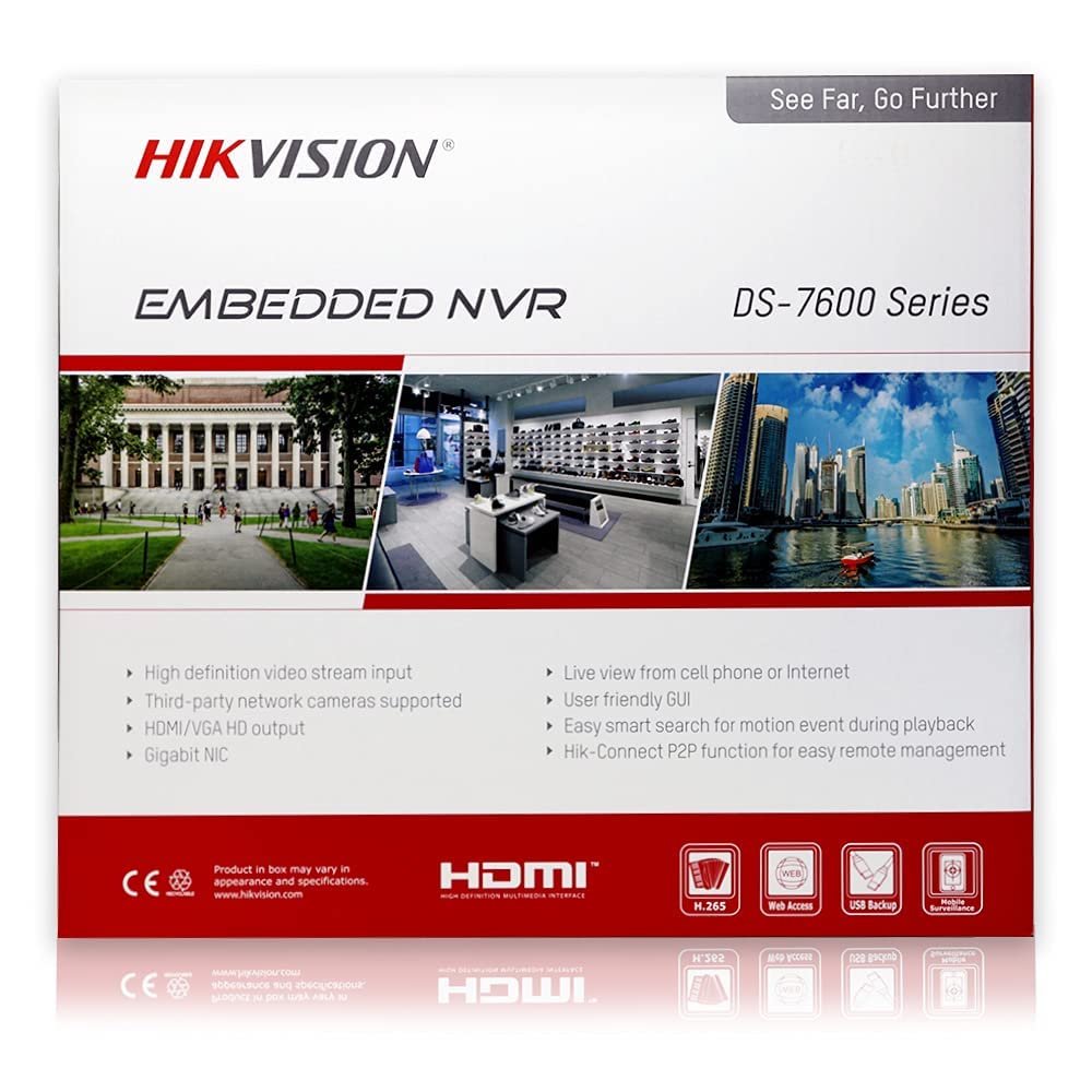 HIKVISION NVR DS-7616NI-K2/16P H.265 16-Channel PoE 4K Network Video Recorder NVR, Embedded Plug & Play