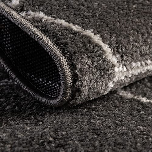 Unique Loom Trellis Frieze Collection Area Rug - Geometric (4' 1" Round, Dark Gray/ Ivory)