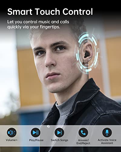 GIEC New Ture Wireless Earbuds Noise Cancelling Headphones Bluetooth 5.3 Light Small Earbud IPX5 Waterproof 48Hrs Playtime Big Bass Bluetooth Ear Buds with Mic and Charging Case for iPhone/Android