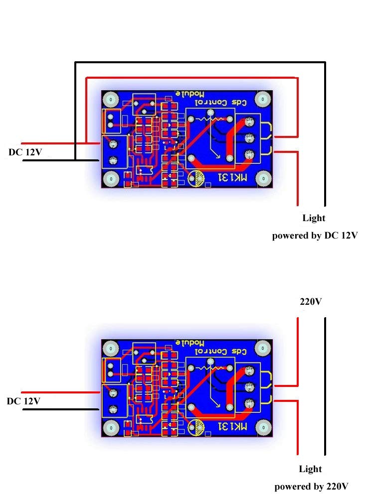 HiLetgo 2pcs 12V Photoresistor Sensor Relay Module Car Light Automatic Control Switch with Cable