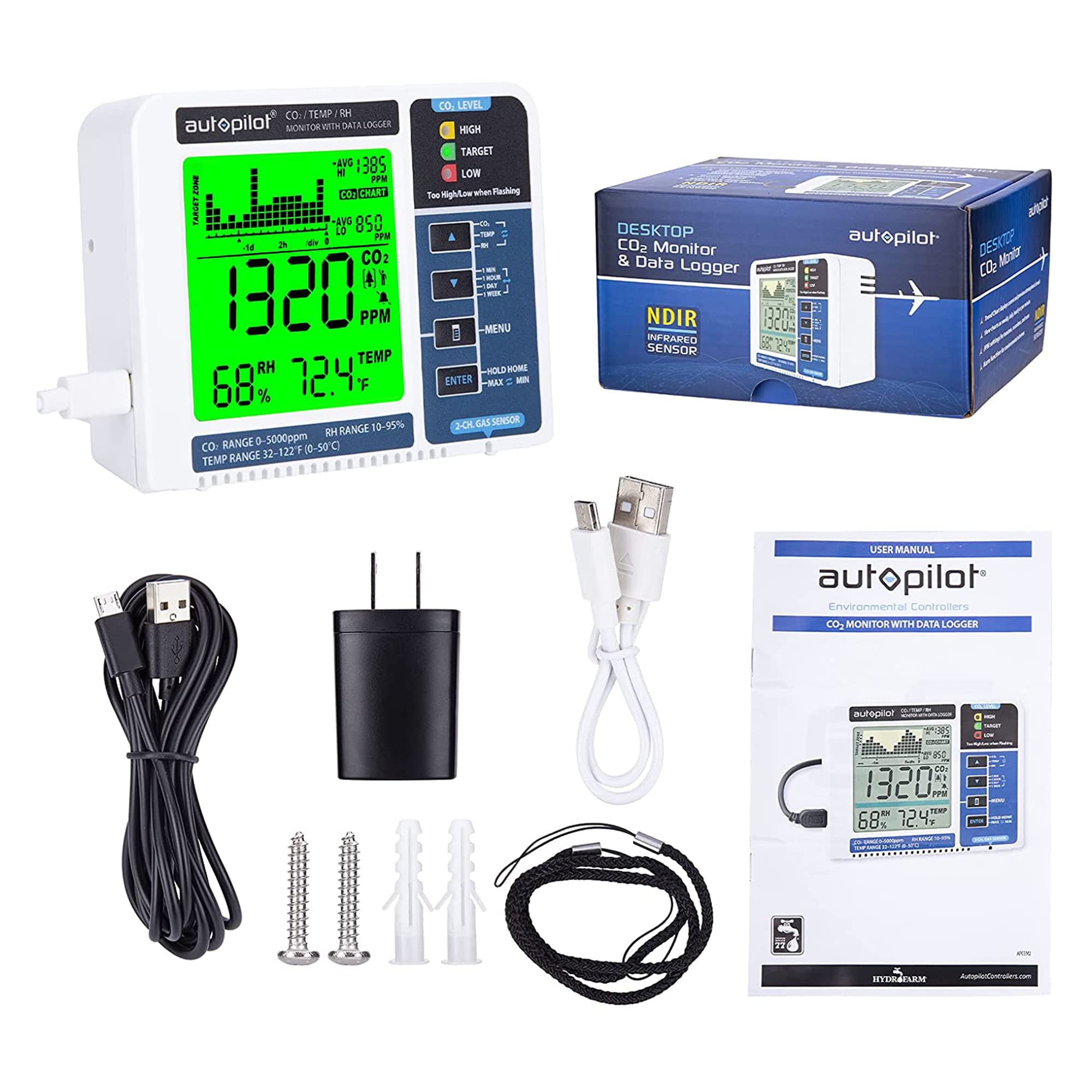 Hydrofarm Autopilot Desktop CO2 Monitor & Data Logger