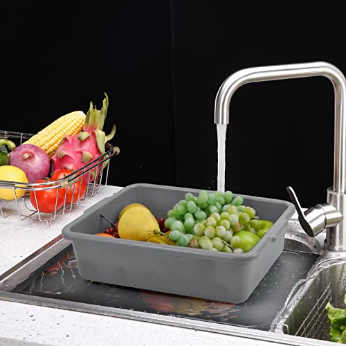 Jandson Gray Commercial Bus Tubs, 4 Pack Small Dish Pan Basin Plastic (8 L)